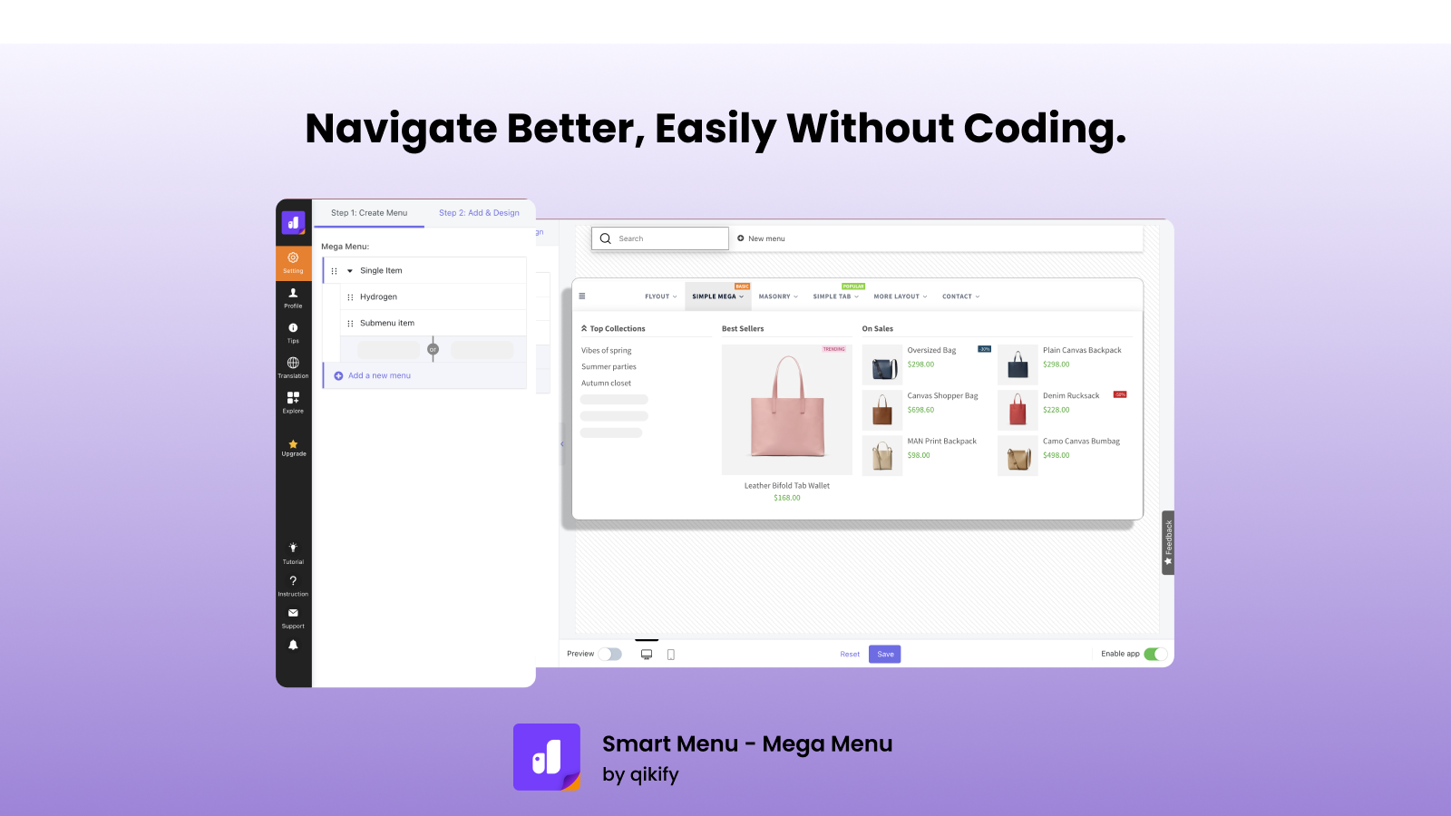 Qikify Mega Menu Powerful Shopify Mega Menu Builder – Qikify Landing Page